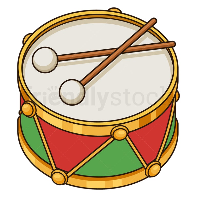Cartoon Christmas Drum Cartoon Vector Clipart - FriendlyStock