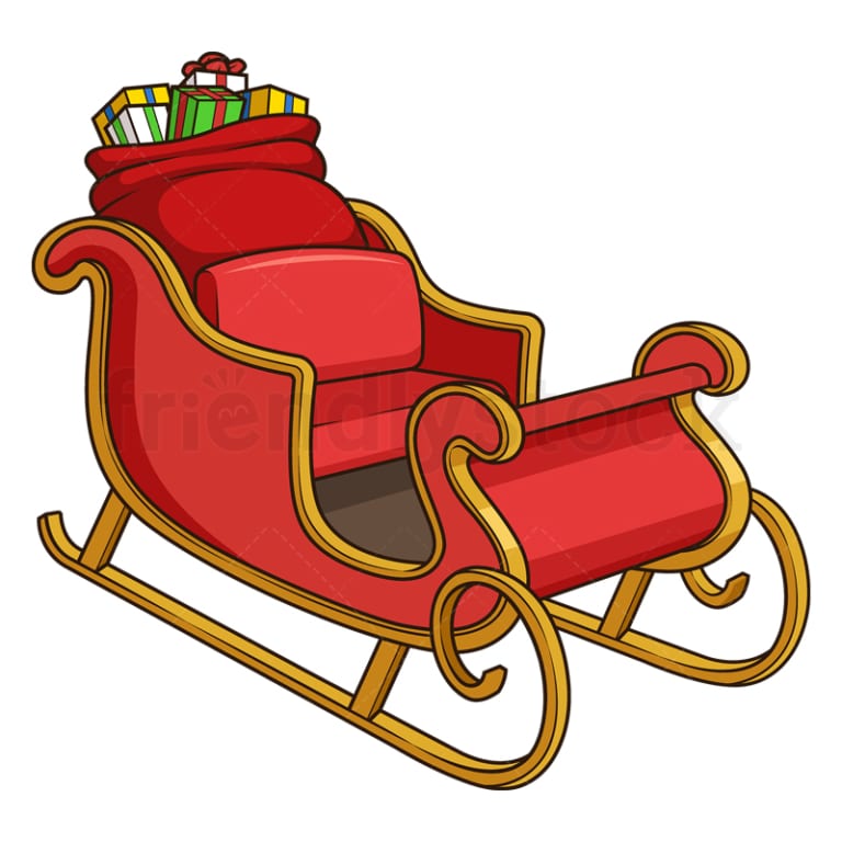 Cartoon Santa Claus Sleigh Cartoon Vector Clipart - FriendlyStock