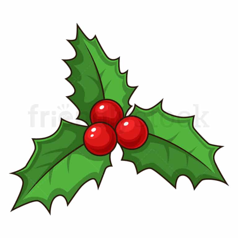 Cartoon Christmas Holly Cartoon Vector Clipart - FriendlyStock