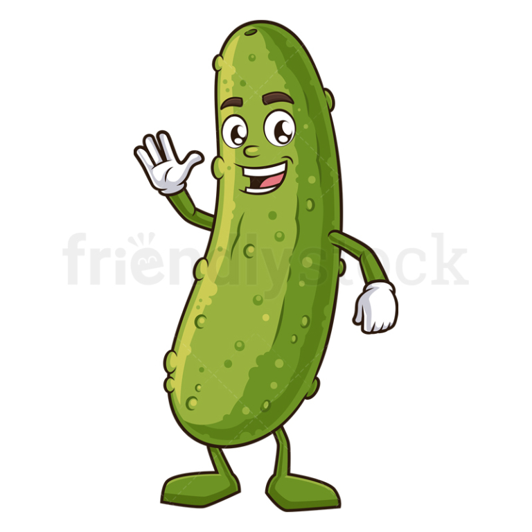 Cartoon Pickle Waving Clip Art Illustration Vector Graphic - FriendlyStock