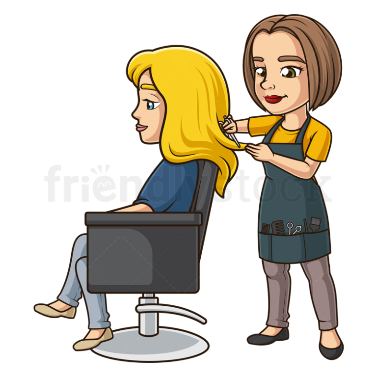 Cartoon Hairdresser At Work Vector Clip Art Illustration - FriendlyStock