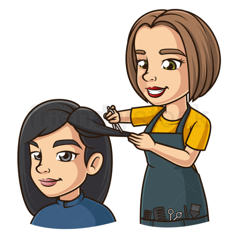 Cartoon Hairdresser Cutting Woman's Hair Vector Illustration ...