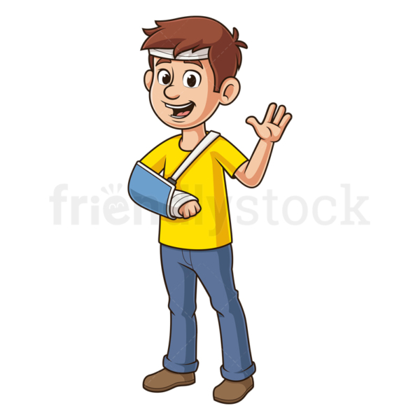 Happy Injured Man Vector Cartoon Clipart Image - FriendlyStock