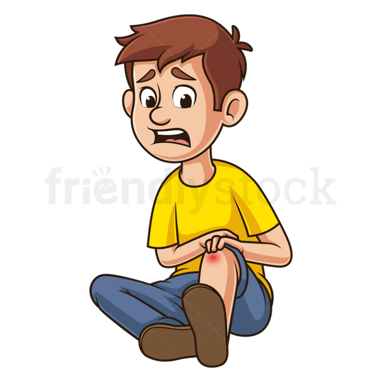 Man With Leg Injury Cartoon Clipart Vector Graphic - FriendlyStock