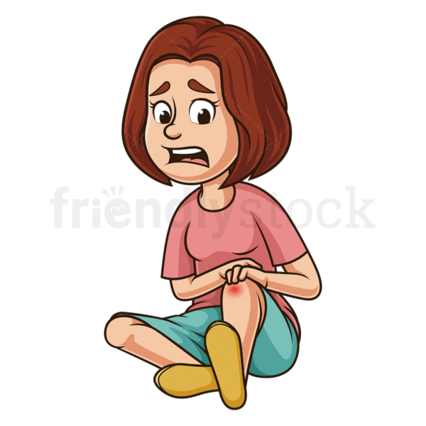 Woman With Leg Injury Cartoon Clipart Vector Graphic - FriendlyStock