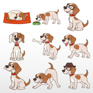 Cartoon Dog Collection Clipart Vector Collection - FriendlyStock