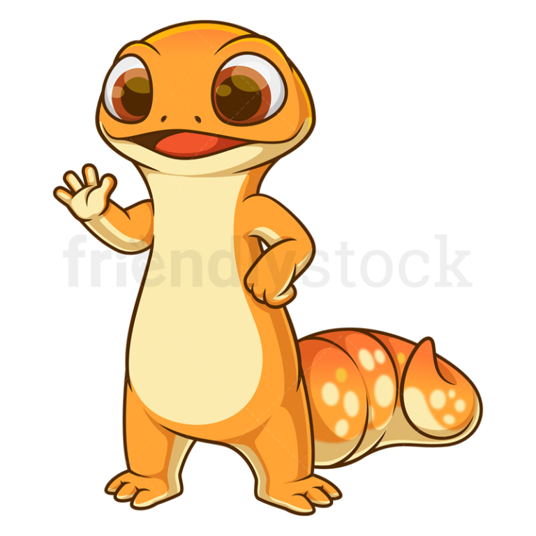 Cartoon Gecko Waving Cartoon Clipart Vector - FriendlyStock