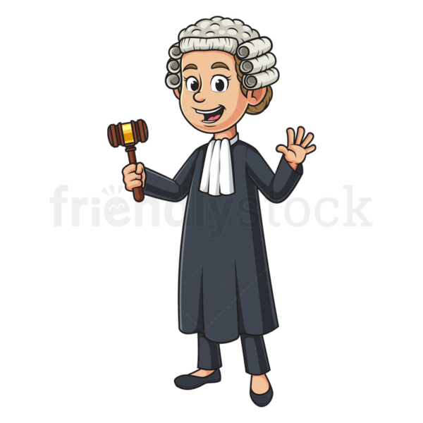 Cartoon Woman Judge Waving Clipart Vector Image - FriendlyStock