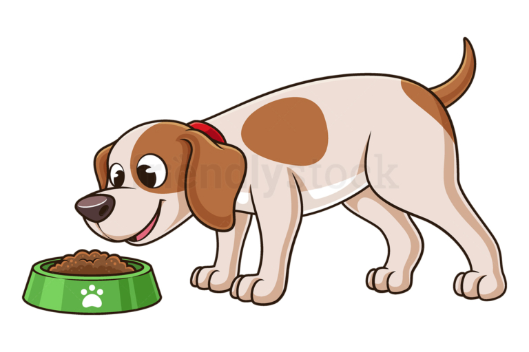 Cartoon Dog Eating From Bowl Clip Art Vector Graphic - FriendlyStock