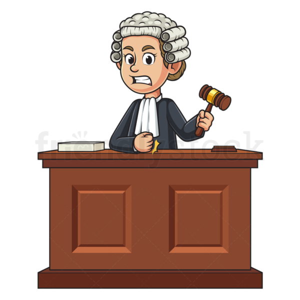 Angry Female Judge Courtroom Bench Cartoon Vector Illustration ...