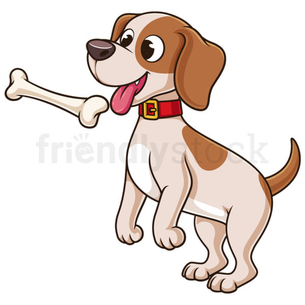 Cartoon Dog Eating From Bowl Clip Art Vector Graphic - FriendlyStock