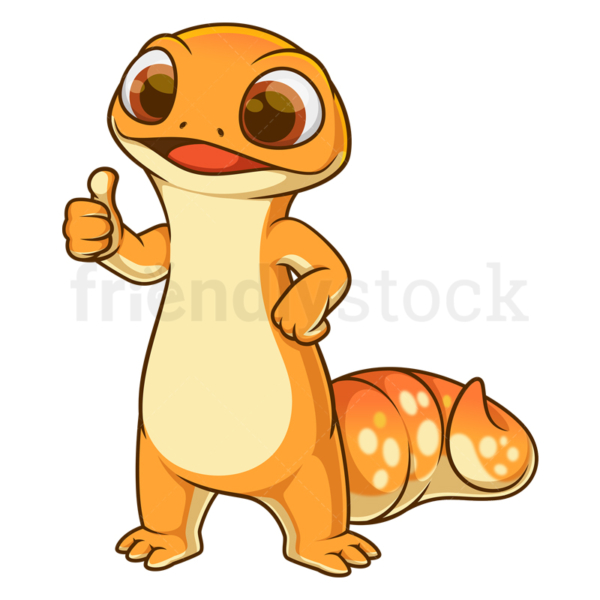 Cartoon Gecko Thumbs Up Gesture Vector Clip Art Graphic - FriendlyStock