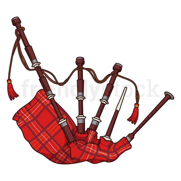 Cartoon Bagpipe Realistic Vector Illustration Clip Art Image ...