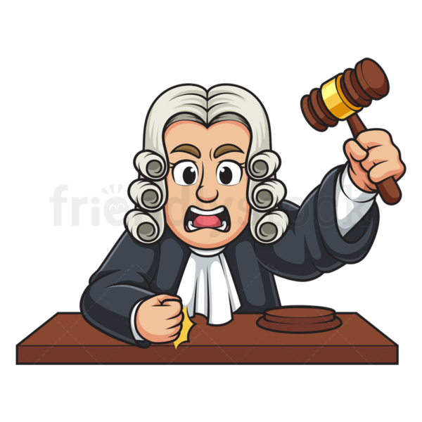 Angry Female Judge Courtroom Bench Cartoon Vector Illustration ...