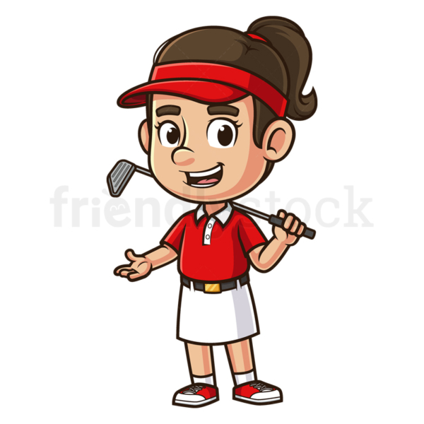 Cartoon Female Golfer Presenting Vector Image Clip Art - FriendlyStock