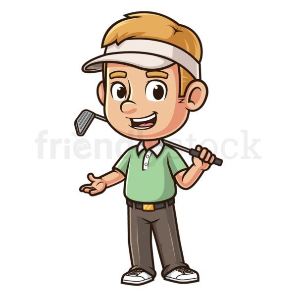 Cartoon Male Golfer Presenting Vector Image Clip Art - FriendlyStock