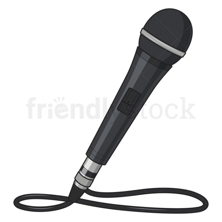 Cartoon Microphone With Cord Vector Clip Art Illustration - FriendlyStock