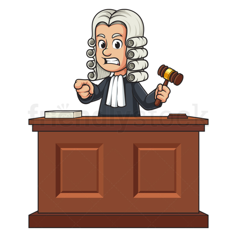 Angry Judge Pointing Angrily Vector Cartoon Image - FriendlyStock