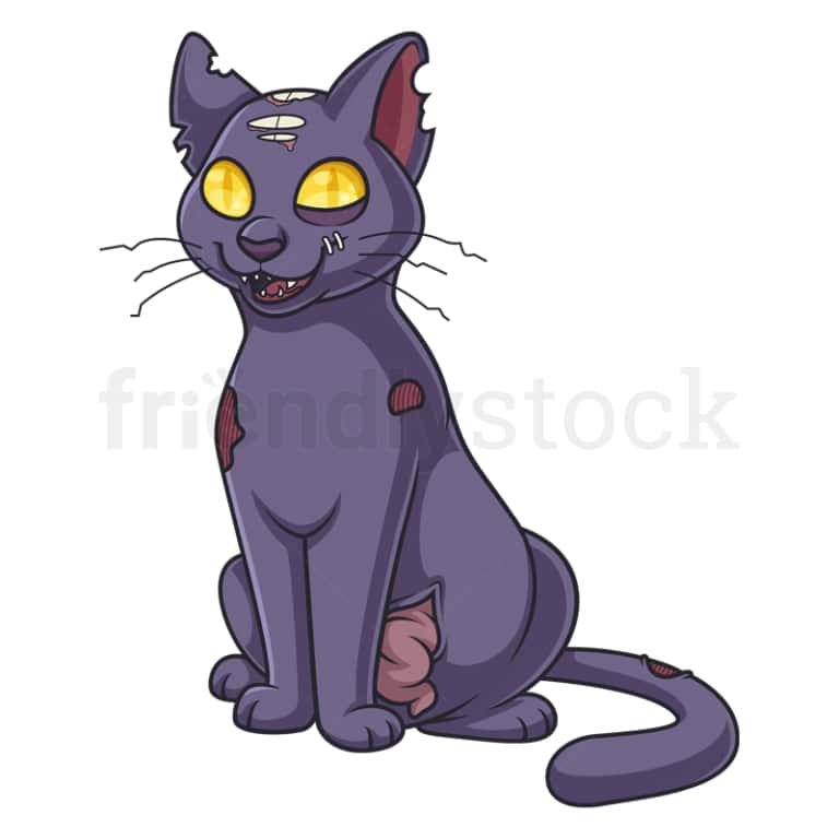 Cartoon Zombie Cat Vector Clip Art Illustration - FriendlyStock