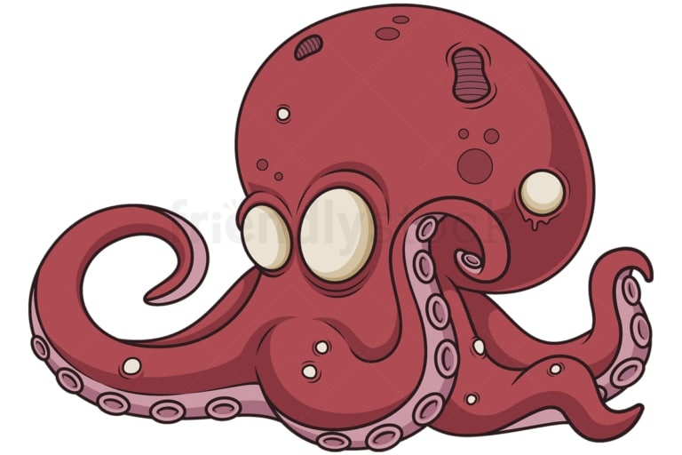 Cartoon Zombie Octopus Vector Clip Art Illustration - FriendlyStock