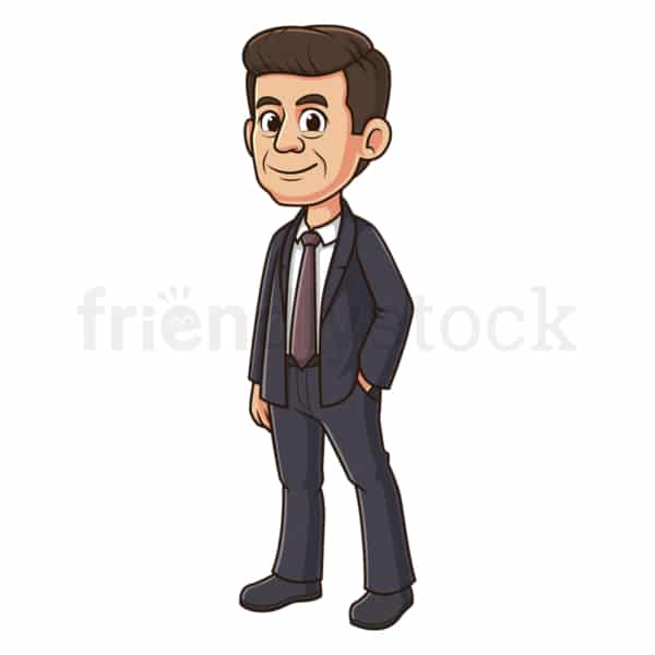Cartoon John F Kennedy Vector Illustration Clip Art Graphic - FriendlyStock