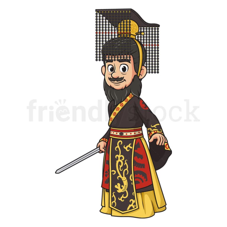 Cartoon Qin Shi Huang Vector Clip Art Illustration - FriendlyStock
