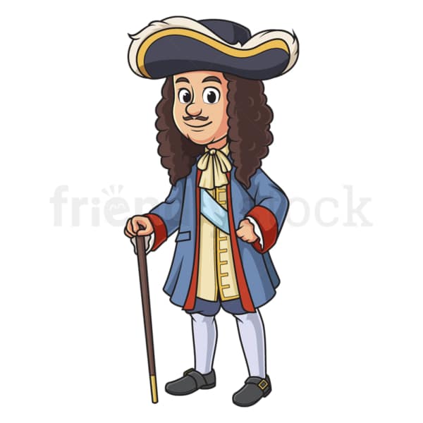 Cartoon Louis XIV Vector Clip Art Illustration - FriendlyStock