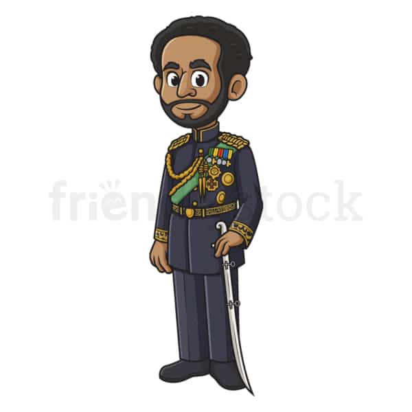 Cartoon Haile Selassie Vector Clip Art Illustration - FriendlyStock