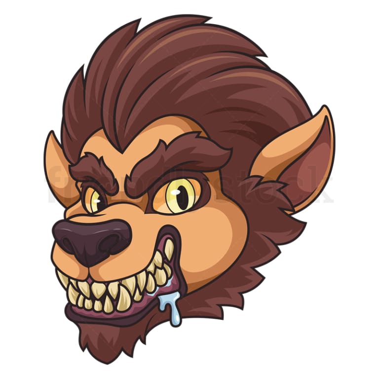 Cartoon Werewolf Head Vector Clip Art Illustration - FriendlyStock