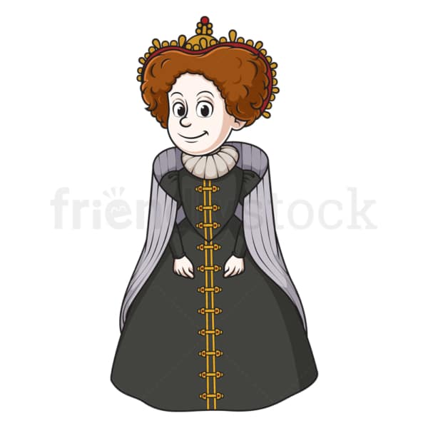 Cartoon Elizabeth I Vector Clip Art Illustration - FriendlyStock