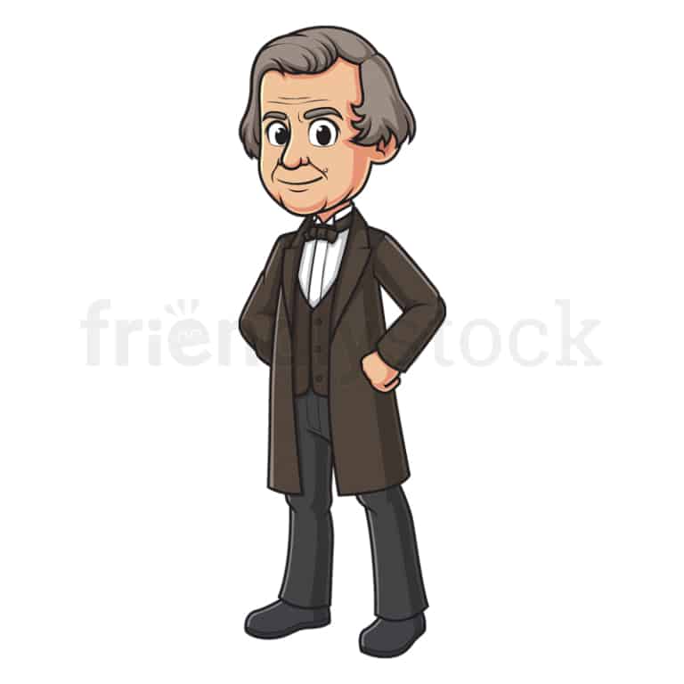 Cartoon Andrew Johnson Vector Illustration Clip Art Graphic - FriendlyStock