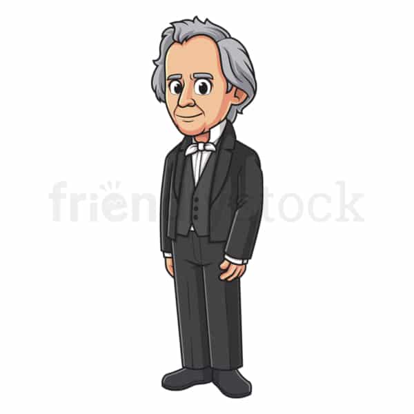 Cartoon James Buchanan Vector Illustration Clip Art Graphic - FriendlyStock