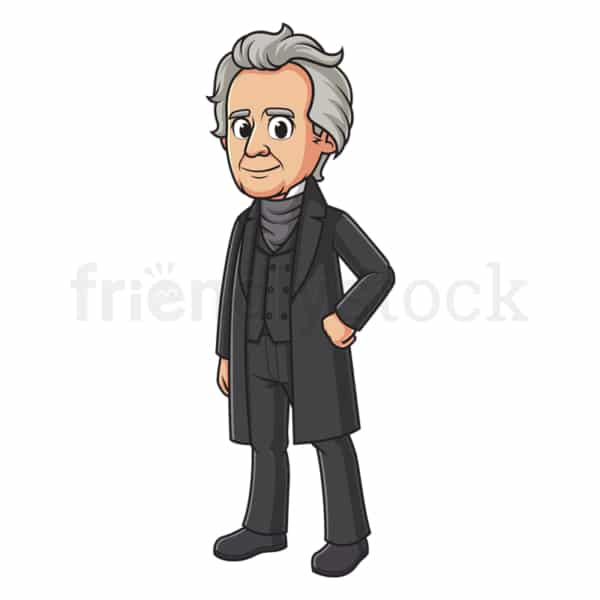 Cartoon Andrew Jackson Vector Illustration Clip Art Graphic - FriendlyStock