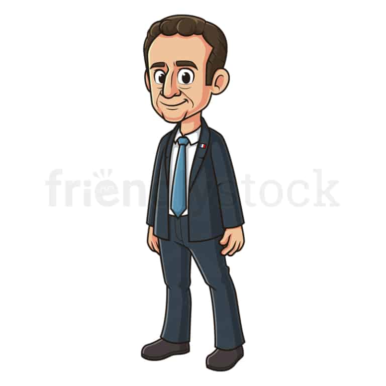 Cartoon Emmanuel Macron Vector Clip Art Illustration - FriendlyStock