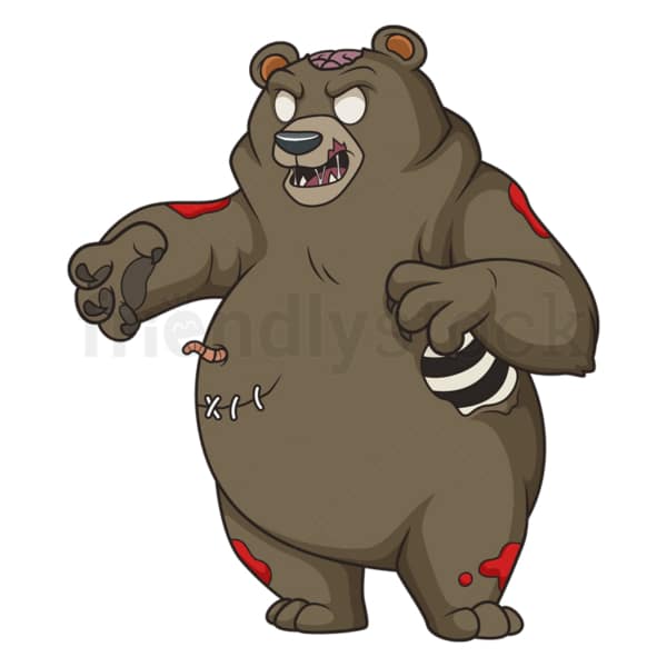 Cartoon Zombie Bear Vector Clip Art Illustration - FriendlyStock