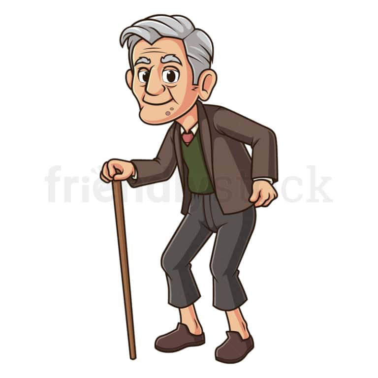 Cartoon Senior Man Feeble Vector Clip Art Illustration - FriendlyStock
