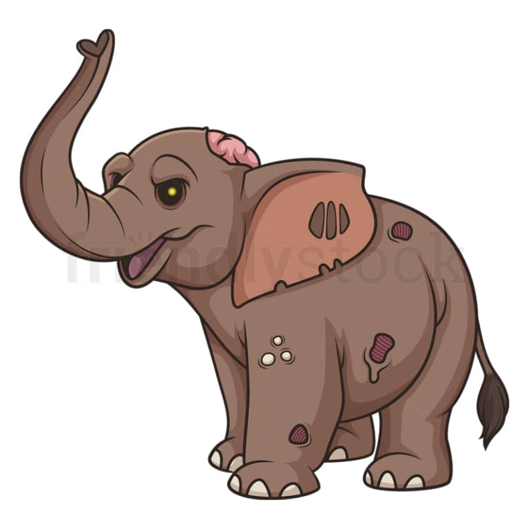 Cartoon Zombie Elephant Vector Clip Art Illustration - FriendlyStock