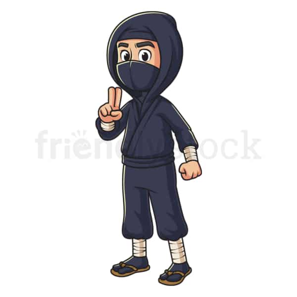 Cartoon Japanese Ninja Vector Clip Art Illustration - FriendlyStock