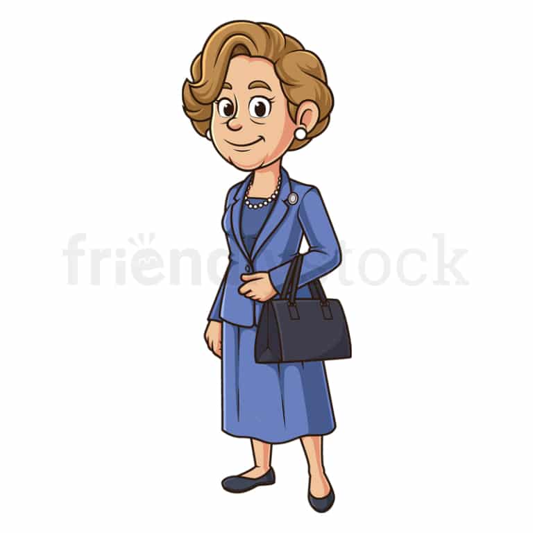 Cartoon Margaret Thatcher Vector Clip Art Illustration - FriendlyStock