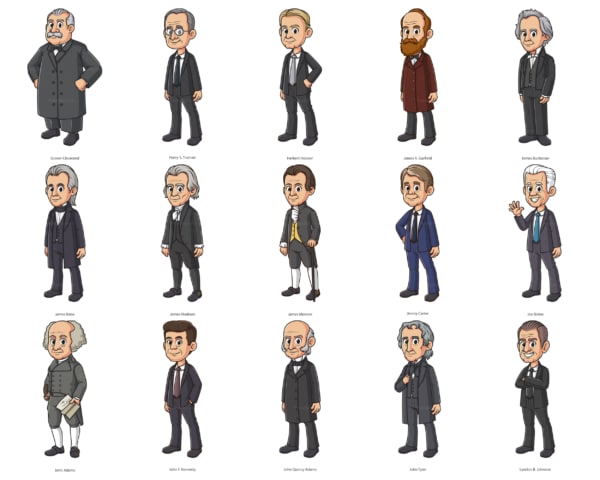 Cartoon US Presidents Clipart Vector Graphics Bundle - FriendlyStock