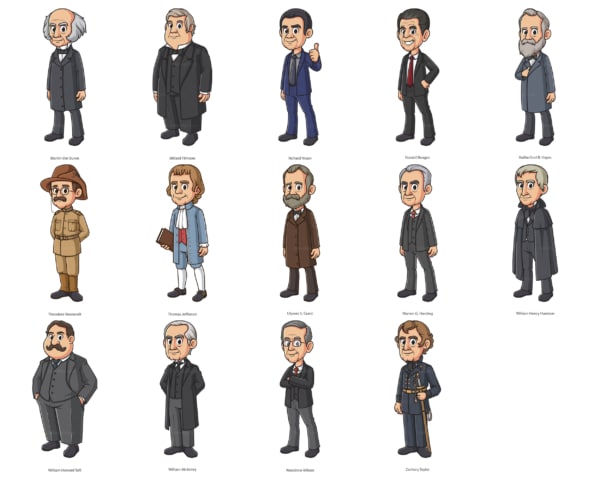 Cartoon US Presidents Clipart Vector Graphics Bundle - FriendlyStock