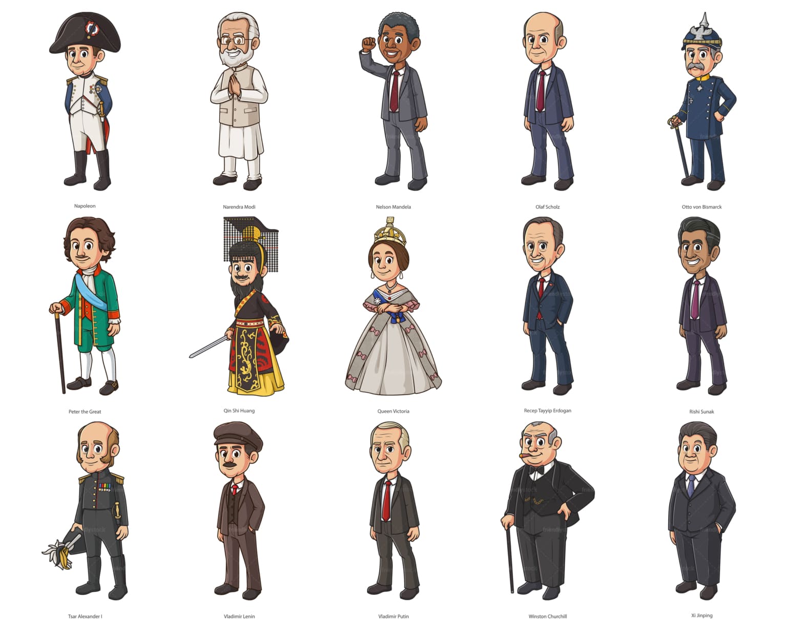 Cartoon World Leaders Clipart Graphics Bundle - FriendlyStock