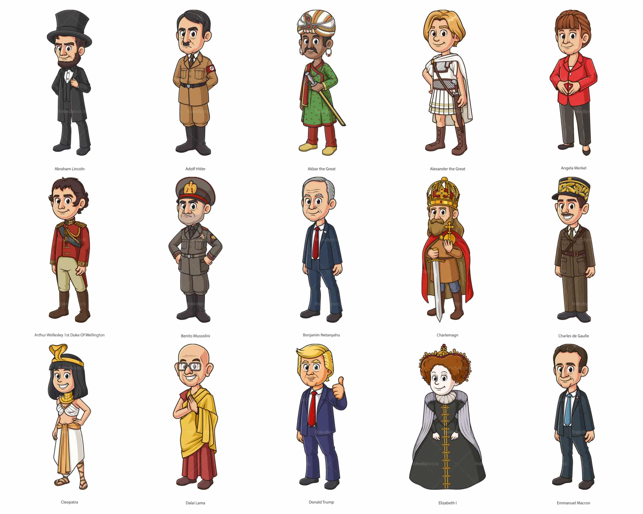 Cartoon World Leaders Clipart Graphics Bundle - FriendlyStock
