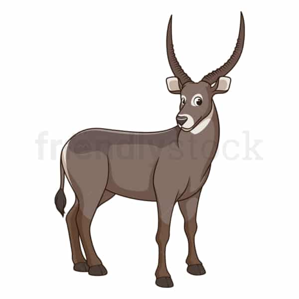 Cartoon Waterbuck Safari Animal Cartoon Vector Clipart - FriendlyStock