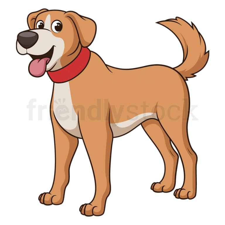 Cartoon Pet Dog Wagging Tail Illustration Vector Clip Art - FriendlyStock