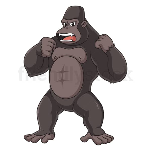 Cartoon Mountain Gorilla Banging Chest Cartoon Vector Clipart ...