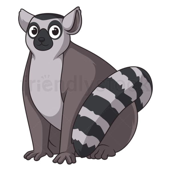 Cartoon Lemur Safari Animal Cartoon Vector Clipart - FriendlyStock