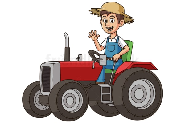 Cartoon Farmer On Tractor Illustration Vector Clip Art - FriendlyStock