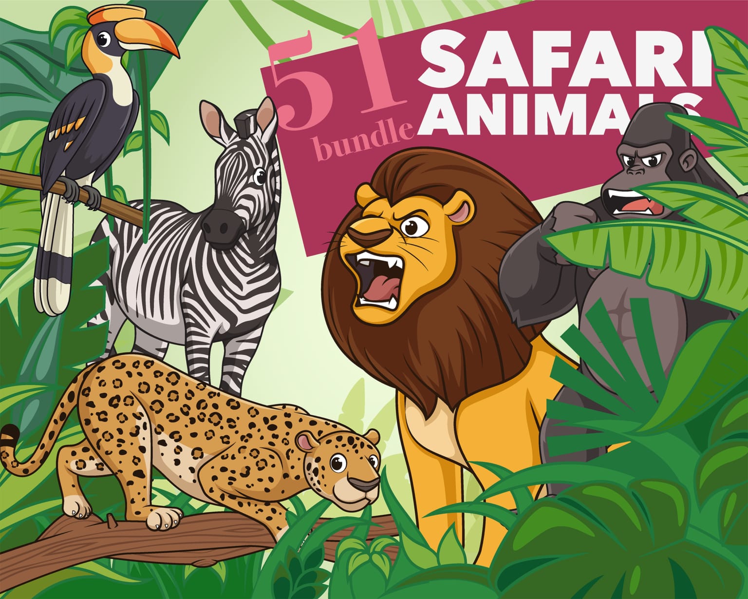 51 Safari Animals Vector Clip Art Bundle - FriendlyStock