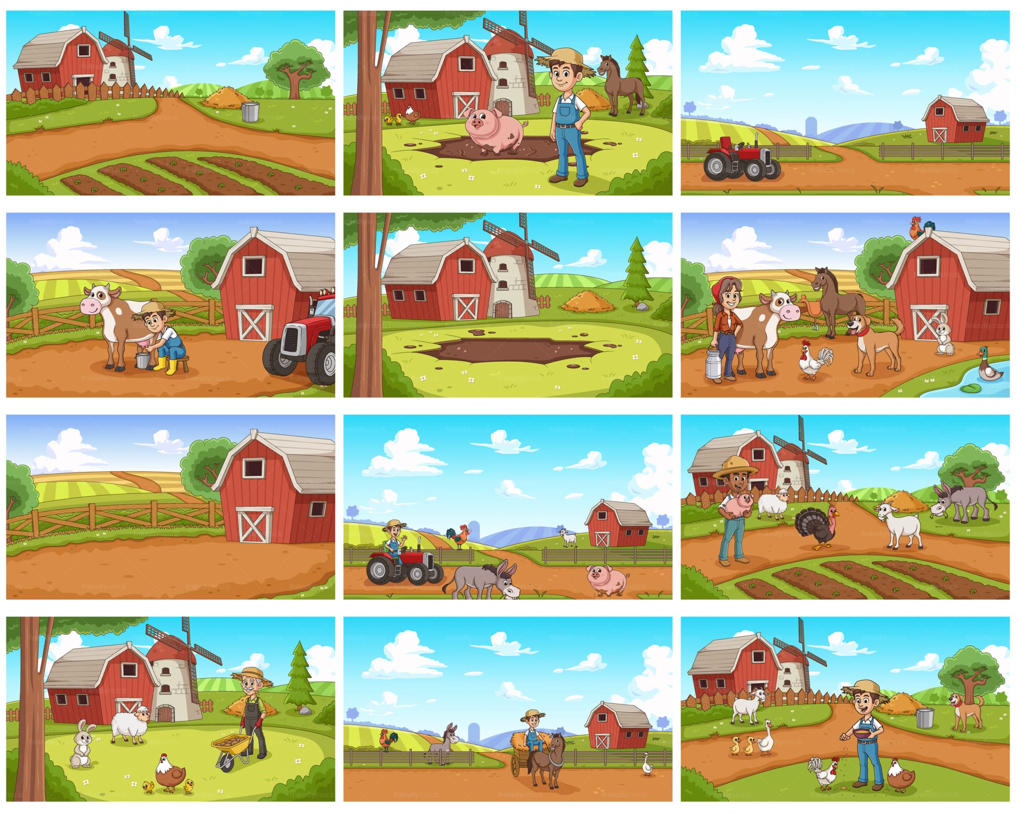 80 Farm Life Vector Graphics Bundle - FriendlyStock
